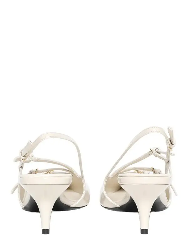 Miu Miu Patent Leather Slingbacks With Buckles - White