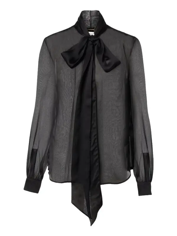 Saint Laurent Bow-detail Silk Blouse - Black