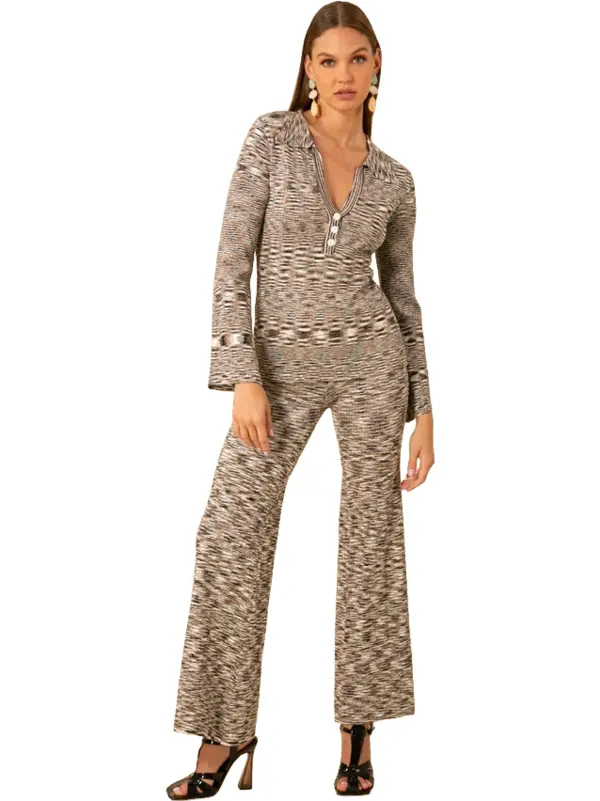 Hale Bob Makenna Space Dyed Knit Pants - Brown