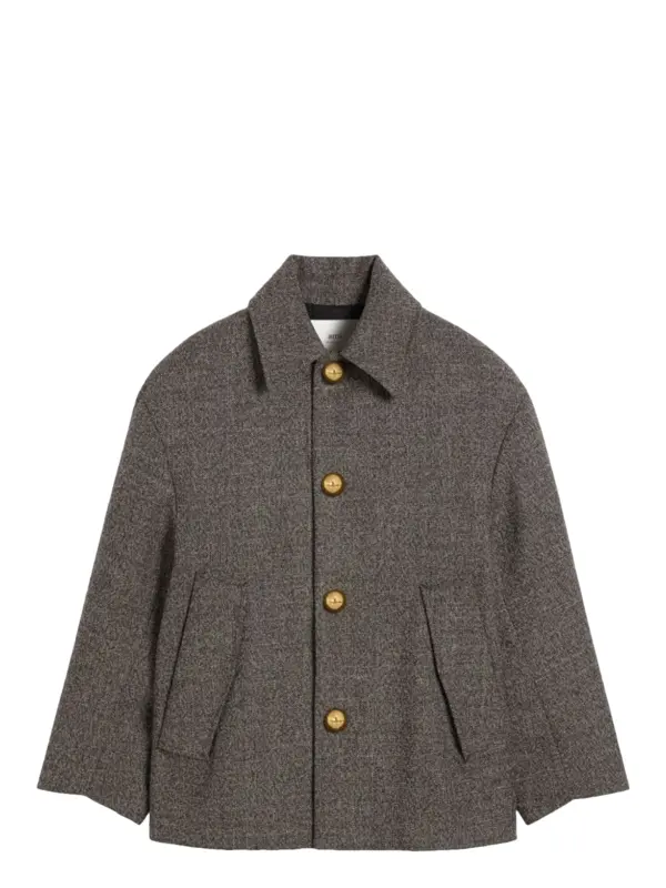 Ami Belted Wool-cotton Blend Coat - Brown