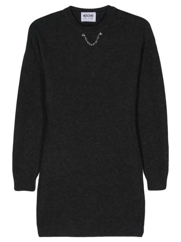 MOSCHINO JEANS Chain-embellished Knit Dress - Grey