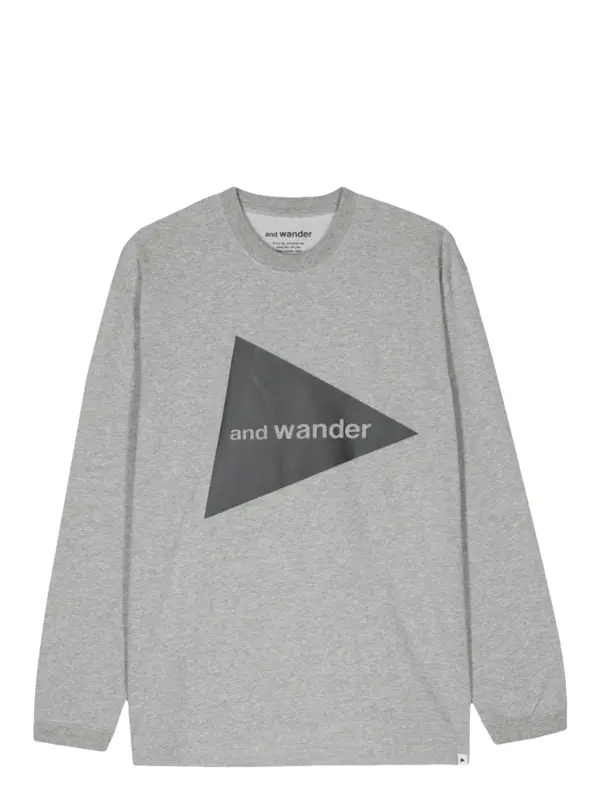 AND WANDER Logo-print T-shirt - Grey