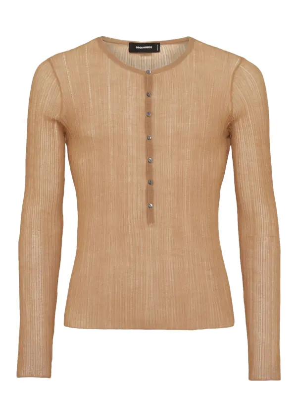 Dsquared2 Logo-plaque Fine-knit Jumper - Neutrals