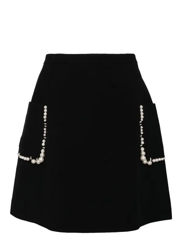 Dice Kayek Pearl-embellished A-line Mini Skirt - Black