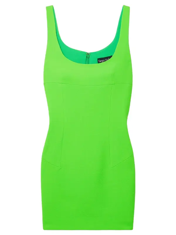 SERGIO HUDSON Wool-crepe Mini Dress - Bright Green