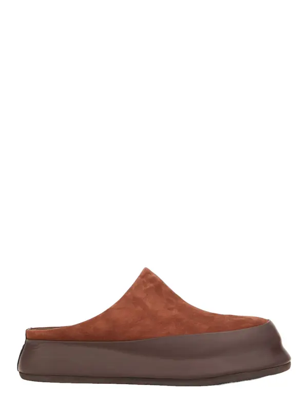 Jacquemus Goia Suede And Matte Leather Slippers - Brown