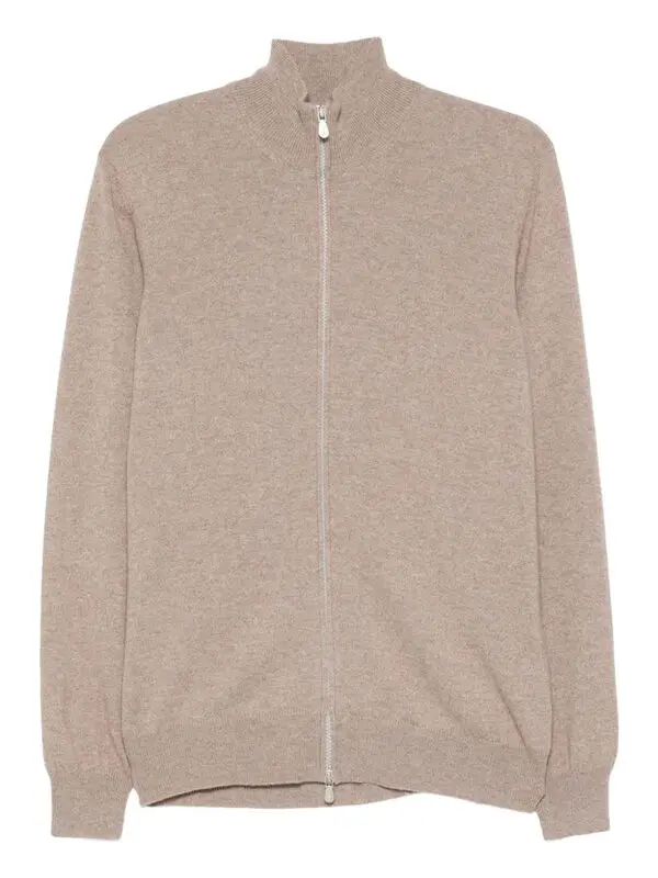 Brunello Cucinelli Cashmere Zipped Cardigan - Beige