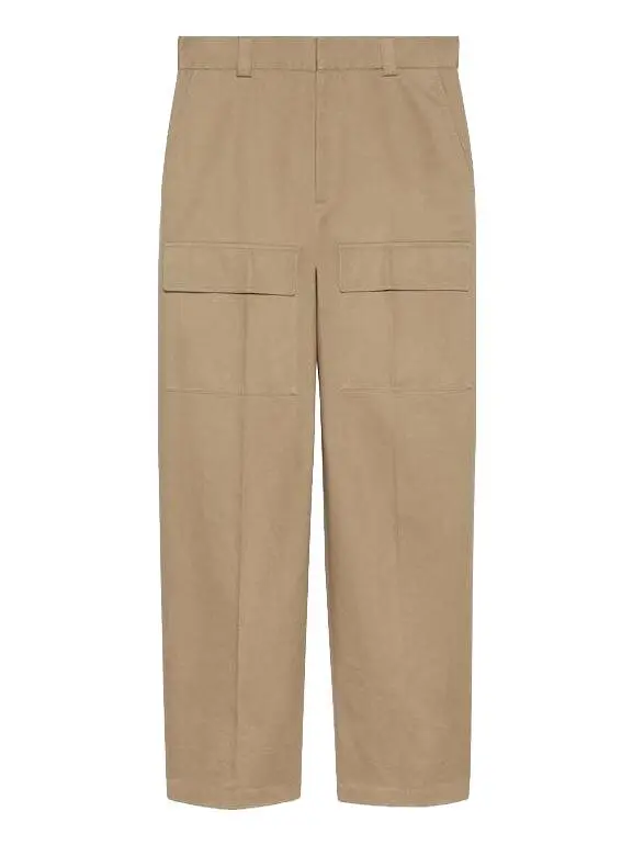 Gucci Cotton Wide Leg Cargo Pants - Light Brown