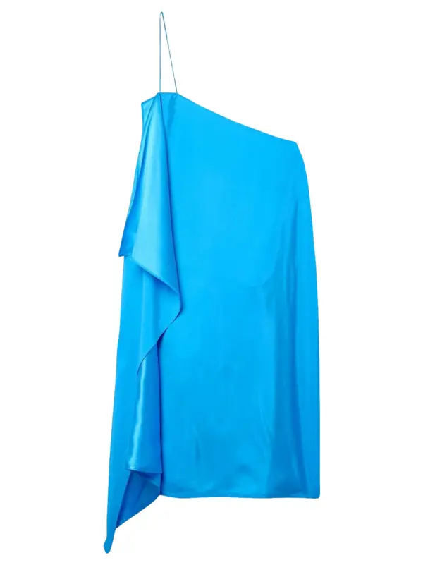 Gauge81 Misaki Asymmetric Duchesse Silk-satin Mini Dress - Azure
