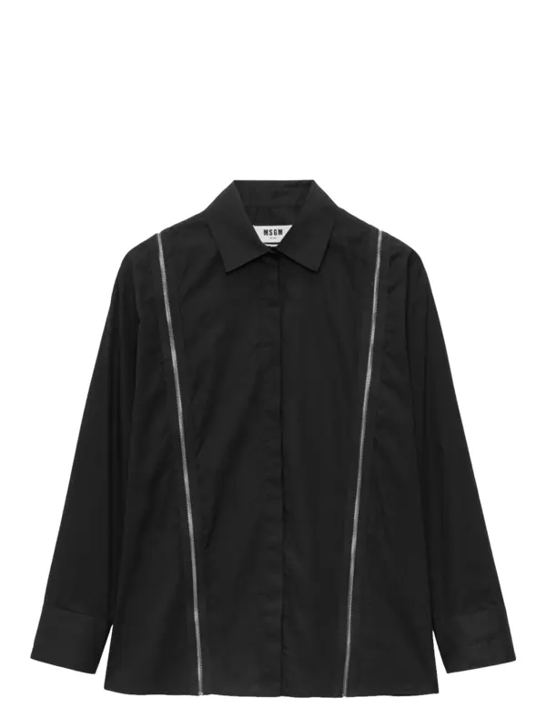 MSGM Zip-detail Long-sleeve Shirt - Black