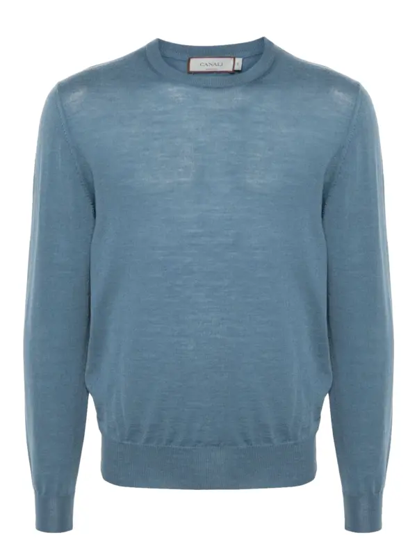 Canali Fine-knit Merino Wool Sweater - Blue