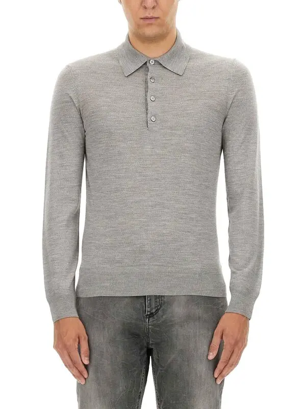 TOM FORD Merino Wool Long Sleeve Sweater - Grey