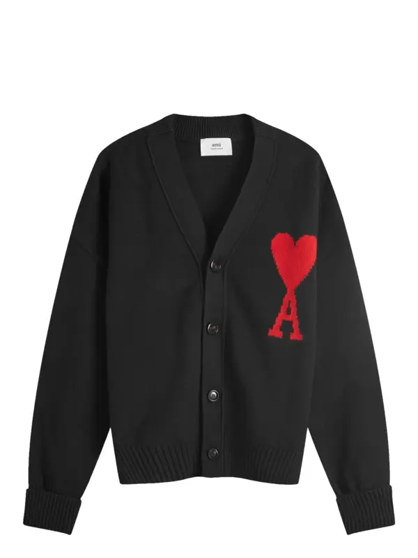 Ami A Heart Cardigan - Black/red