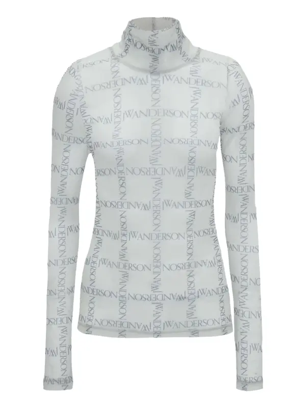 JW Anderson Sheer Logo Turtleneck Top - White