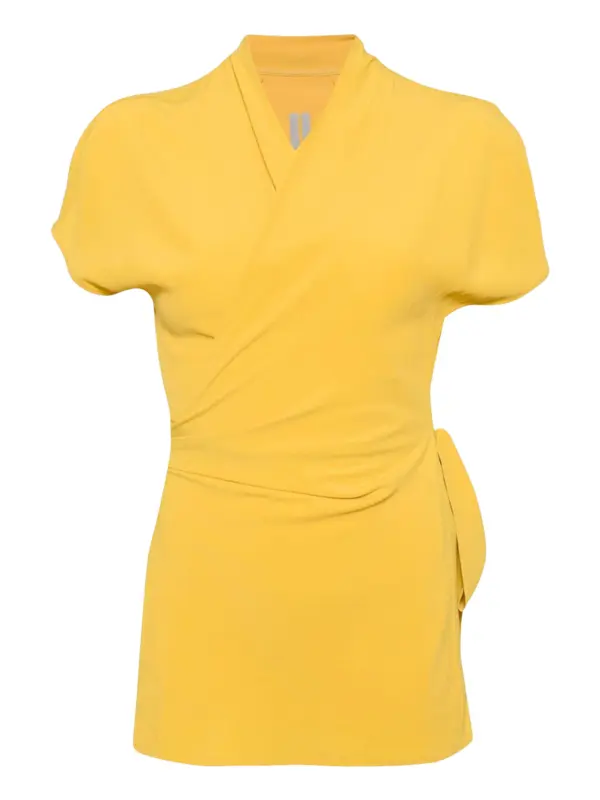 Rick Owens Laura Crepe Wrap Blouse - Yellow