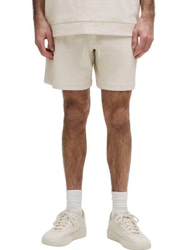 Lululemon Textured Double-knit Cotton 7" Short - Heathered Bone/black