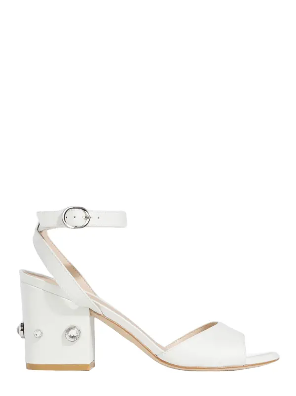 STUART WEITZMAN Alshn 75 Crystal-embellished Leather Sandals - White