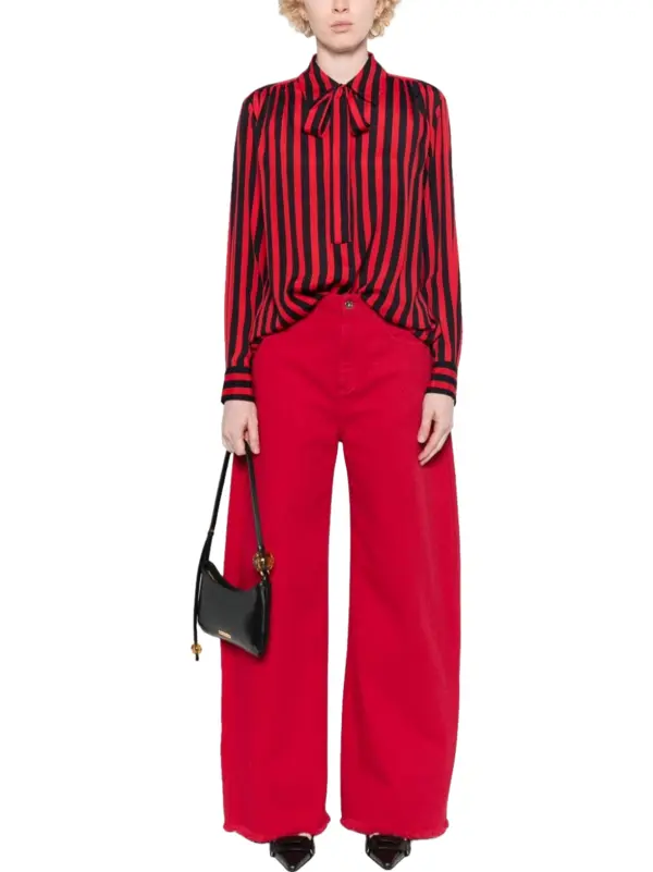 MSGM Striped Shirt With Scarf - Black