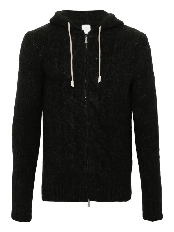 Eleventy Cable-knit Hoodie - Grey
