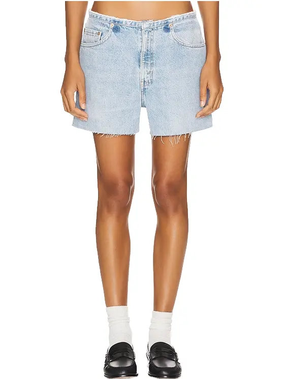 ALIGRACE Undone Mini Rise Denim Shorts - Light Medium