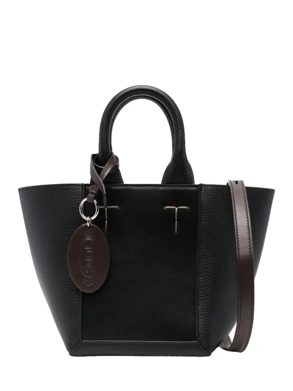 TOD'S Mini Logo-pendant Tote Bag - Black