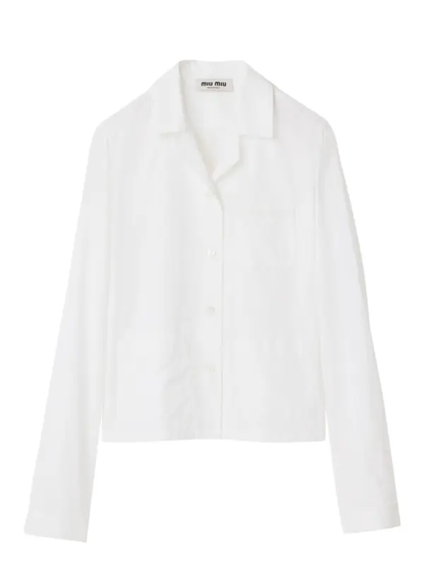 Miu Miu Pocket Poplin Shirt - White