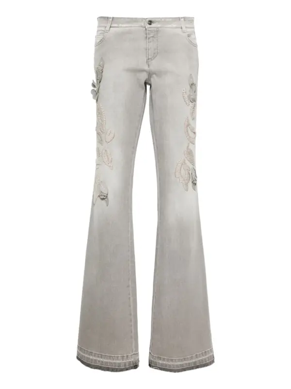 Ermanno Scervino Embroidered Bootcut Jeans - Grey