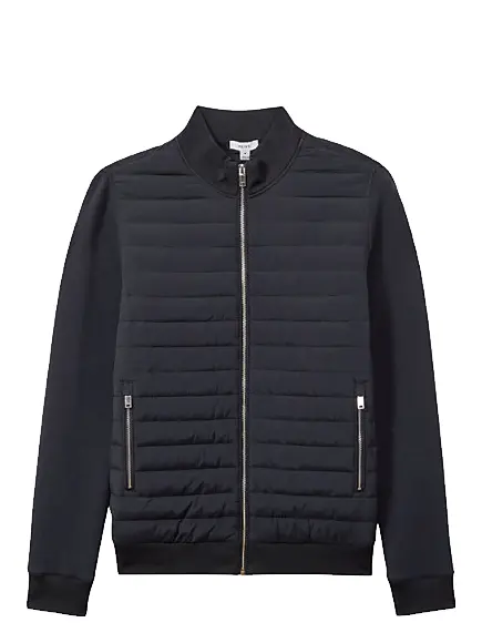 REISS Regular-fit Quilted Cotton Jacket - Navy