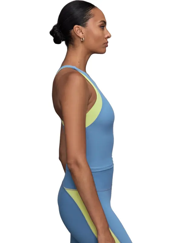 Carbon38 Colorblock High Neck Tank Top - Coronet Blue/charlock
