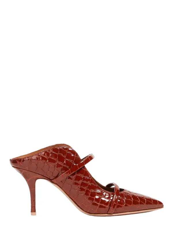 MALONE SOULIERS Maureen 70 Croc-effect Mules - Brown