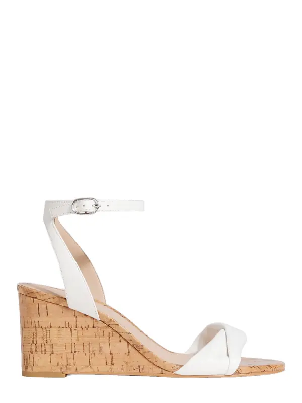 STUART WEITZMAN Leather Wedge Sandals - White