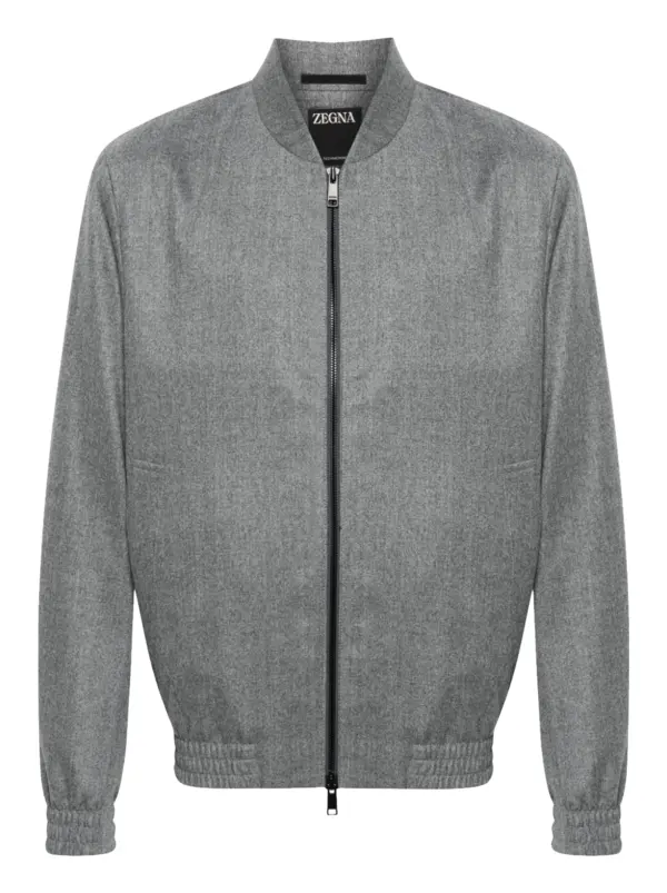 Zegna Wool Twill Bomber Jacket - Grey