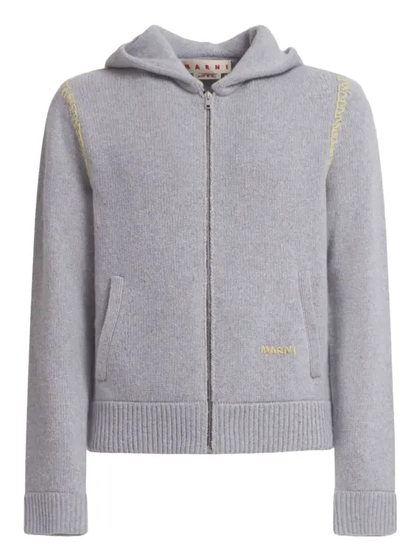 Marni Logo-embroidered Cardigan - Grey