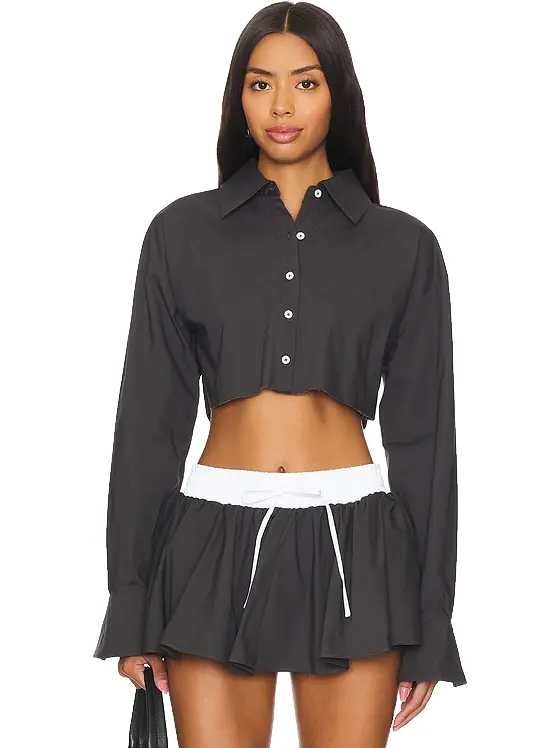 LOVERS AND FRIENDS Palmer Cropped Top - Washed Black