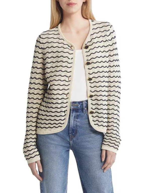 Rag & Bone Elisa Striped Cotton-blend Cardigan - Turtledove