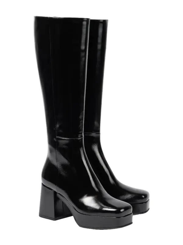 GIANVITO ROSSI Leather Platform Boots - Black