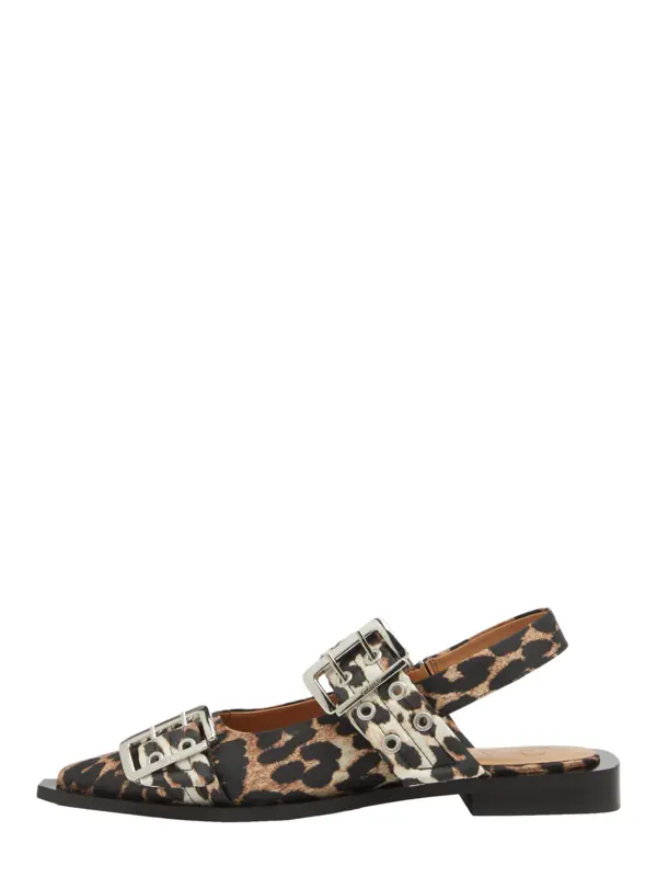 GANNI Buckled Ballerina Flats - Leopard