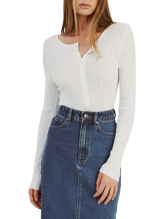 Bardot Bryson Long Sleeve Bodysuit - Ivory