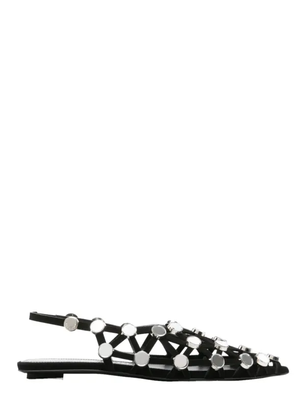 Attico Grid Rhinestone Ballerinas - Black