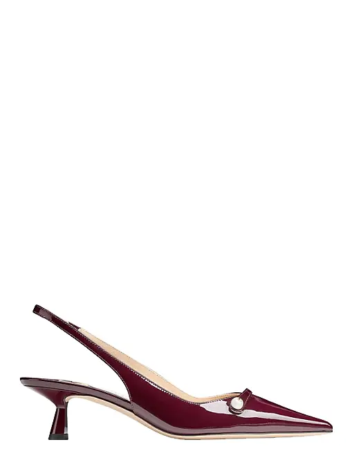 JIMMY CHOO Amita 45 Patent-leather Heeled Courts - Garnet
