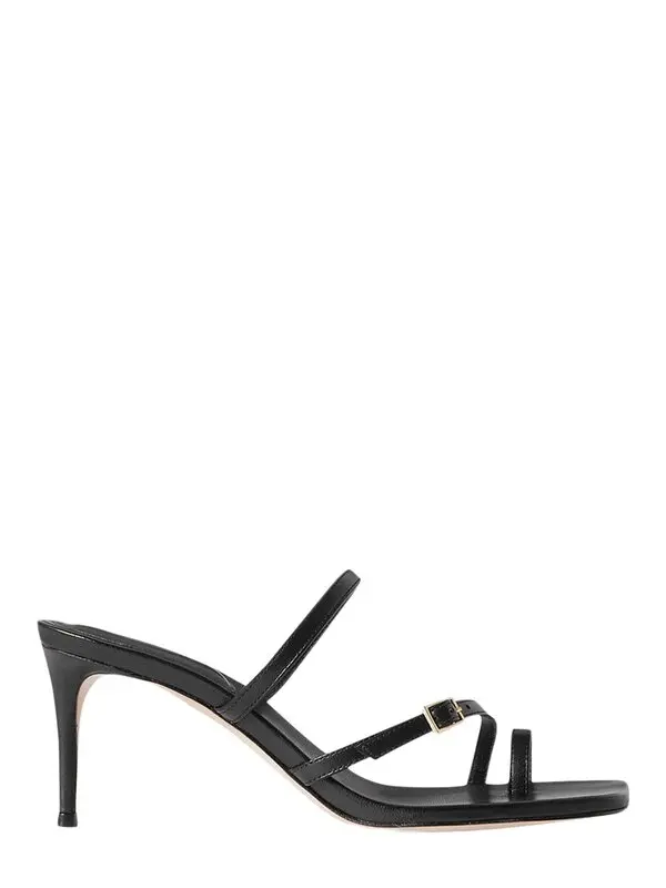 PORTE & PAIRE Leather High Heel Sandals - Black