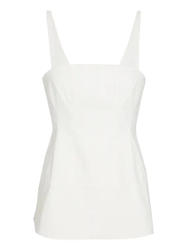 Tibi Stretch Cotton Peplum Top - White