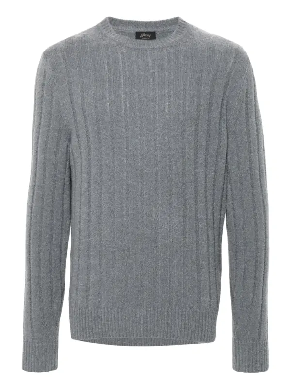 Brioni Ribbed-knit Sweater - Grey
