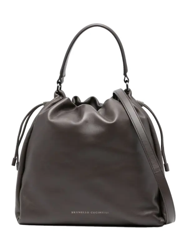 Brunello Cucinelli Leather Crossbody Bag - Grey