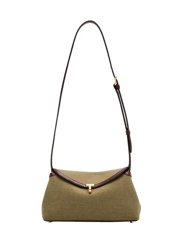 TOTÊME T-lock Canvas Clutch Bag - Dark Green