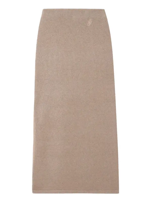 JW Anderson Embroidered Mohair-blend Midi Skirt - Mushroom