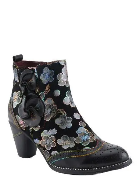SPRING STEP SHOES Glynn Wingtip Bootie - Black Multi