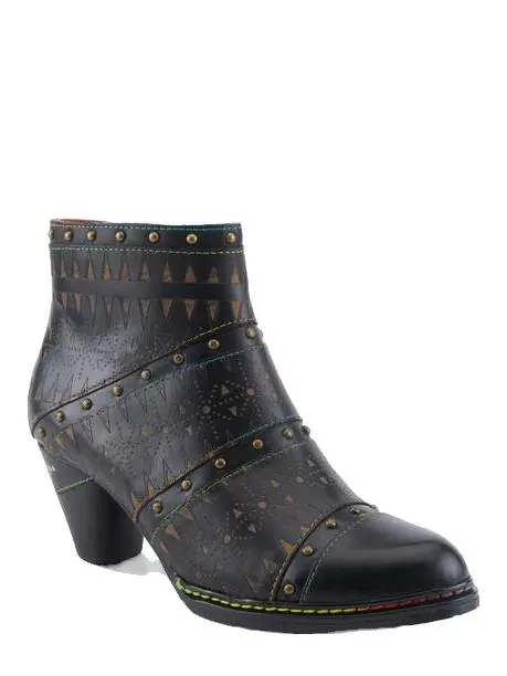 SPRING STEP SHOES Niobe Leather Booties - Black Multi