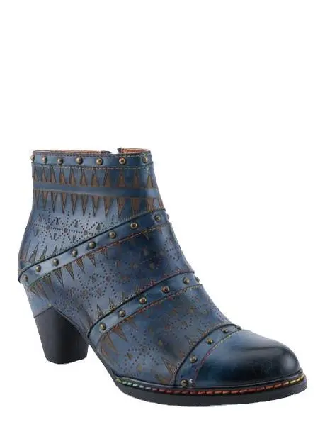 SPRING STEP SHOES Niobe Leather Booties - Navy Multi