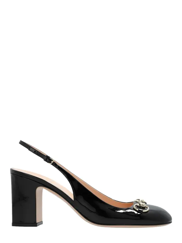 Gucci 75mm Horsebit Slingback Pumps - Black